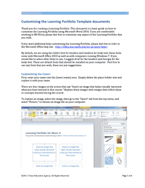 Fillable Online Customizing the Learning Portfolio Template documents ...