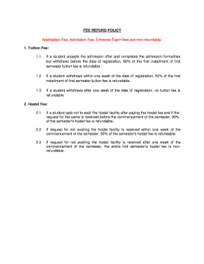 Fillable Online Application Fee, Admission Fee, Entrance Exam fees are ...