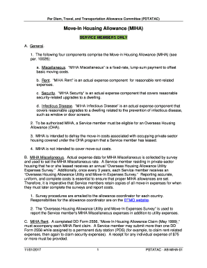 Fillable Online Move-In Housing Allowance (MIHA) Fax Email Print - pdfFiller