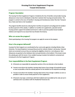 Fillable Online Housing First Rent Supplement Program Fax Email Print ...