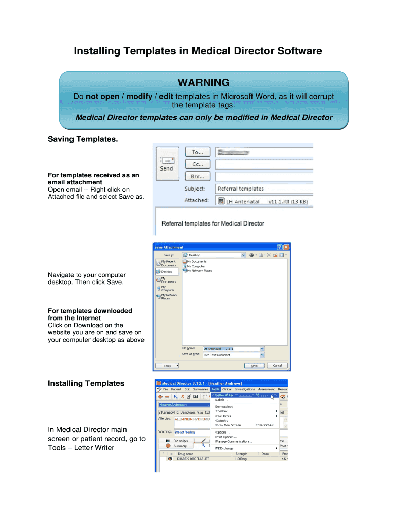 Fillable Online Installing Templates in Medical Director Software Fax ...