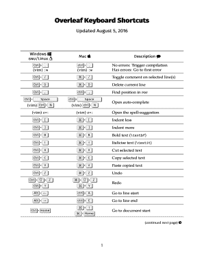 Fillable Online Overleaf Keyboard Shortcuts Fax Email Print - pdfFiller