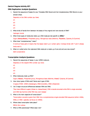 Fillable Online Central Dogma Activity KEY Fax Email Print - pdfFiller