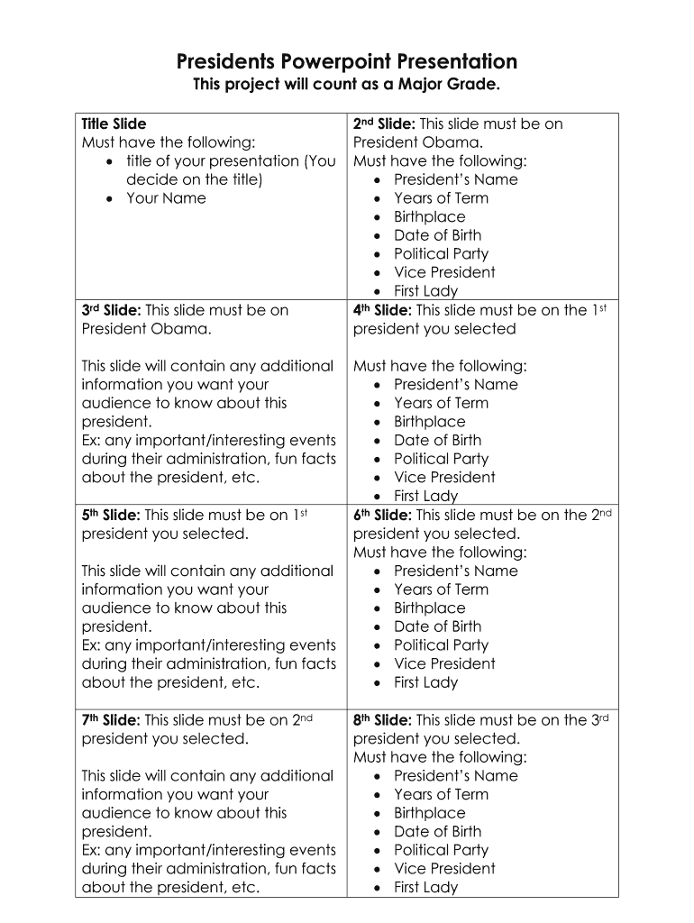 Fillable Online Presidents Powerpoint Presentation Fax Email Print ...