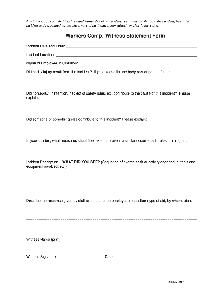 Fillable Online A witness is someone that has firsthand knowledge of an ...