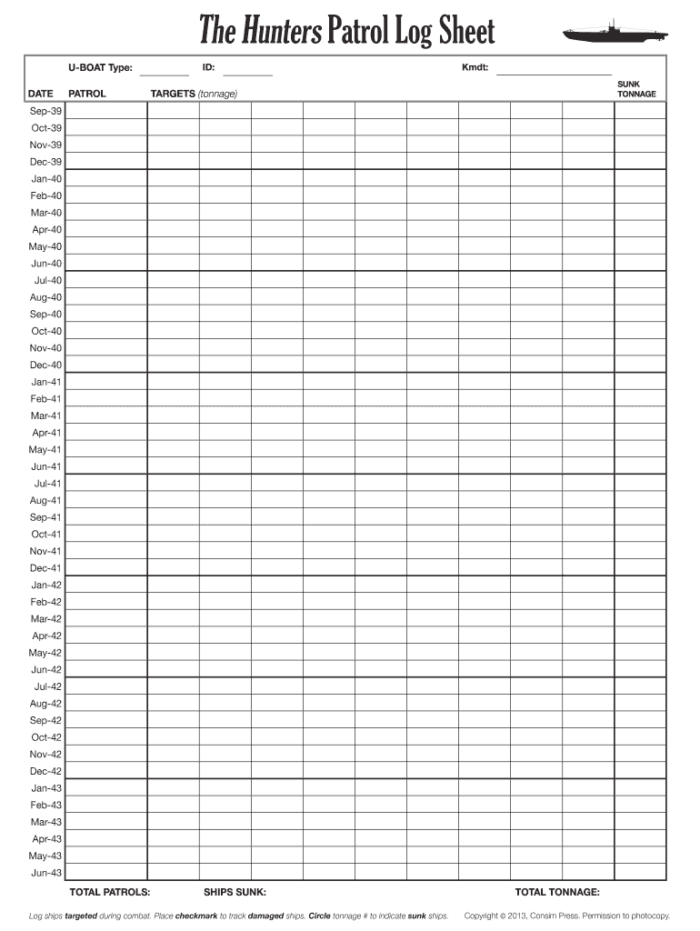 Fillable Online The Hunters Patrol Log Sheet Fax Email Print - pdfFiller