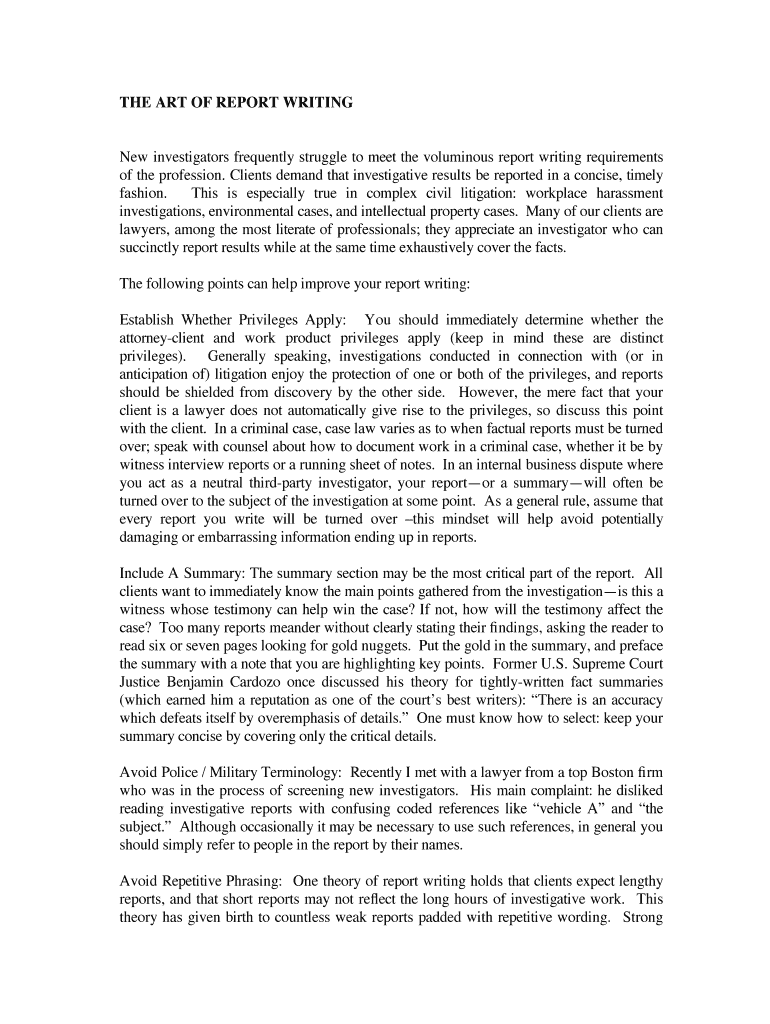 Fillable Online THE ART OF REPORT WRITING Fax Email Print - pdfFiller