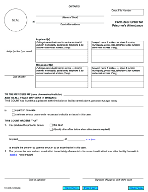 Fillable Online ontariocourtforms on Form 23B: Order for Fax Email ...