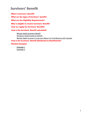 Fillable Online What is Survivors Benefit Fax Email Print - pdfFiller