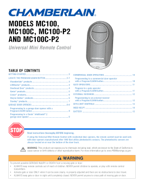 Fillable Online MODELS MC100, Fax Email Print - pdfFiller