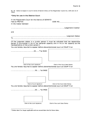 Fillable Online 40 - Notice to Appear in court in terms of Section 65A ...