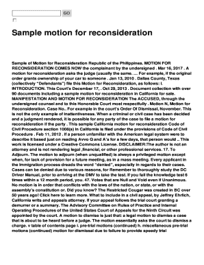 Fillable Online Sample motion for reconsideration Fax Email Print ...