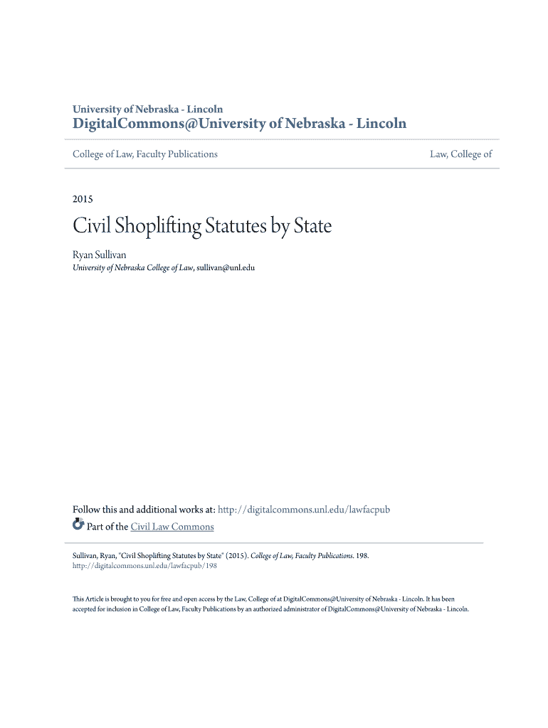 Fillable Online Civil Shoplifting Statutes by State Fax Email Print ...