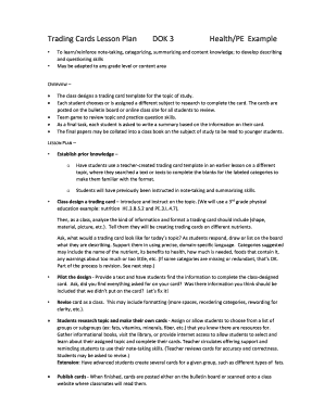 Fillable Online Trading Cards Lesson Plan Fax Email Print - pdfFiller
