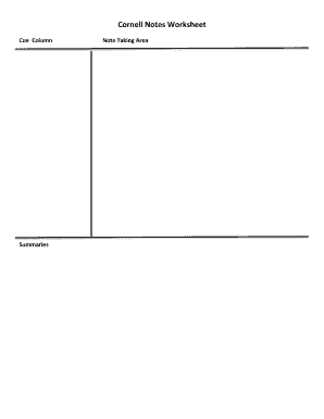 Fillable Online Cornell Notes Worksheet Fax Email Print - pdfFiller