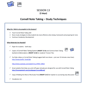 Fillable Online Cornell Note Taking Study Techniques Fax Email Print ...