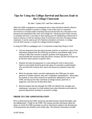 College Survival And Success Scale - Fill Online, Printable, Fillable ...