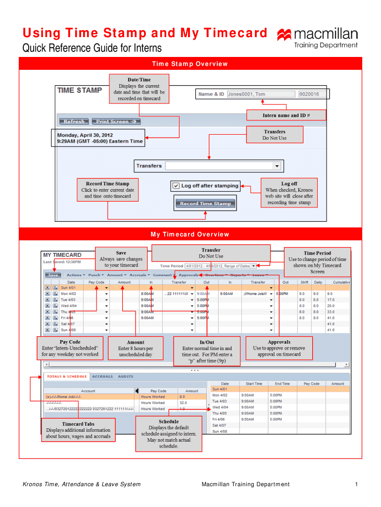 Fillable Online Using Time Stamp and My Timecard Fax Email Print ...