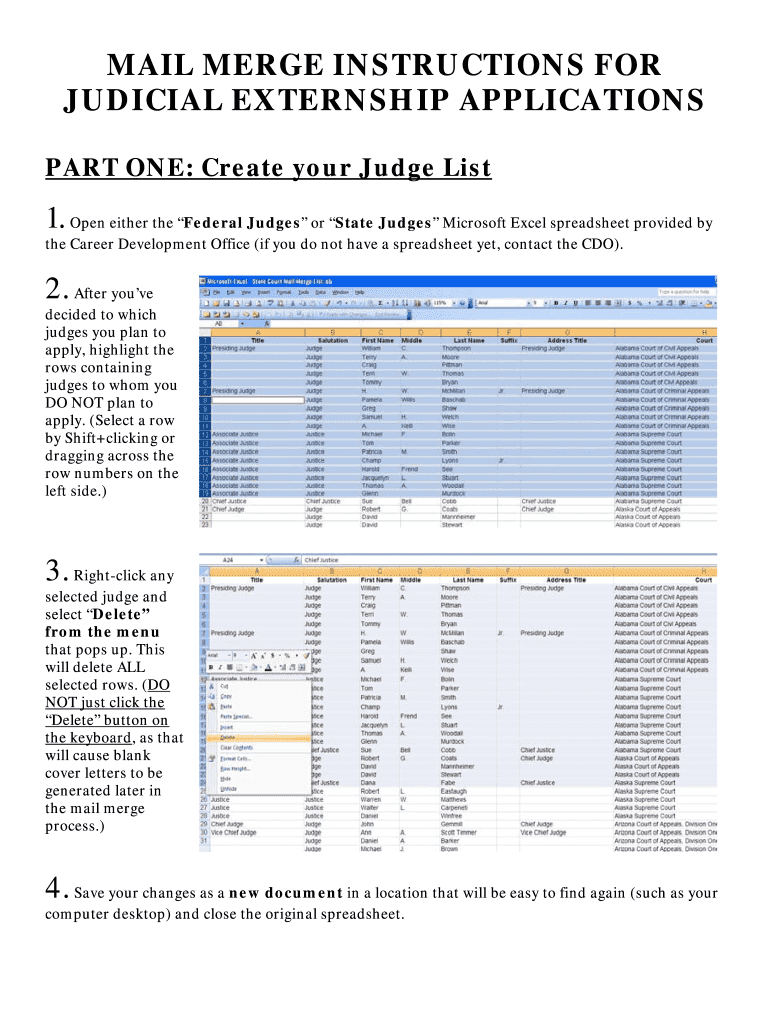 Fillable Online JUDICIAL EXTERNSHIP APPLICATIONS Fax Email Print ...