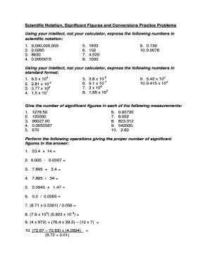 Fillable Online Scientific Notation, Significant Figures and ...