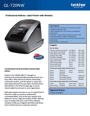 Fillable Online Professional Address Label Printer with Wireless Fax ...