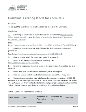 Fillable Online Guideline: Creating labels for chemicals Fax Email Print - pdfFiller