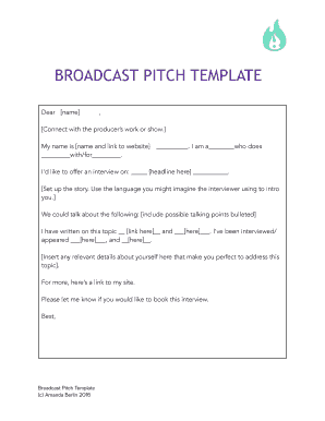 Fillable Online BROADCAST PITCH TEMPLATE Fax Email Print - pdfFiller