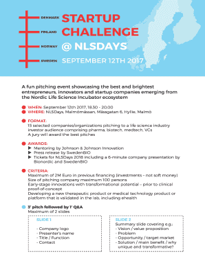 Fillable Online A fun pitching event showcasing the best and brightest ...