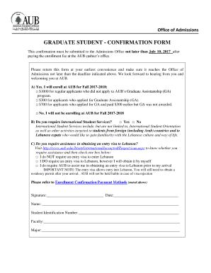 Fillable Online GRADUATE STUDENT - CONFIRMATION FORM Fax Email Print ...