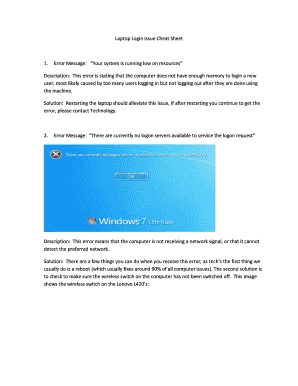 Fillable Online Laptop Login Issue Cheat Sheet Fax Email Print - pdfFiller