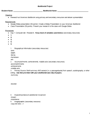 Fillable Online Abolitionist Project Fax Email Print - pdfFiller