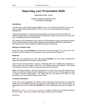 Fillable Online Presentation Skills Checklists Fax Email Print - pdfFiller