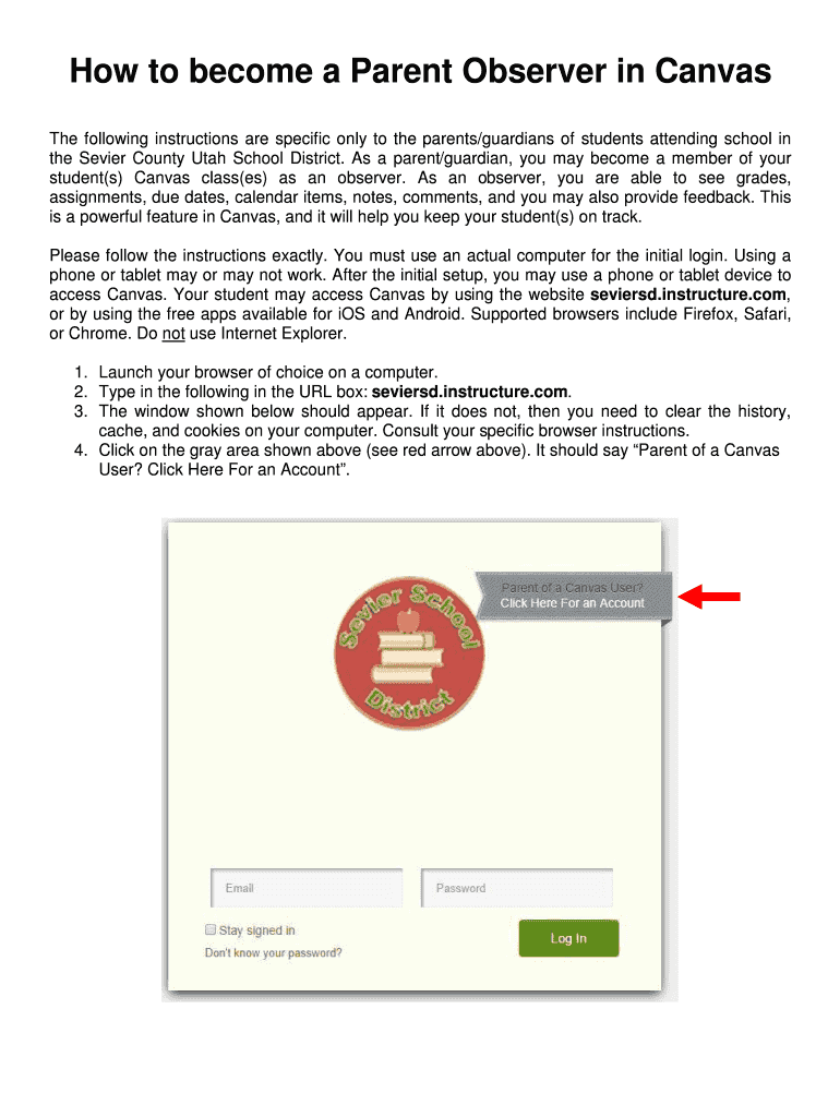 Fillable Online How to become a Parent Observer in Canvas Fax Email ...