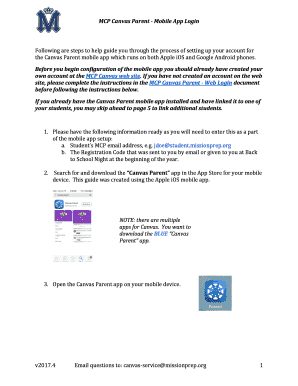 Fillable Online MCP Canvas Parent - Mobile App Login Fax Email Print ...
