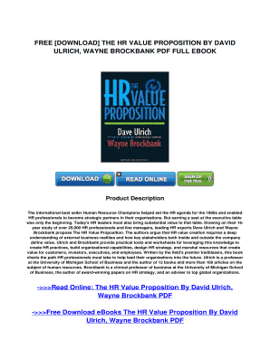 Fillable Online Ebook,PDF Free The HR Value Proposition By David Ulrich ...