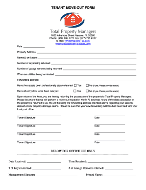 Fillable Online TENANT MOVE-OUT FORM Fax Email Print - pdfFiller