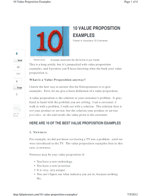 Fillable Online 10 Value Proposition Examples Fax Email Print - pdfFiller