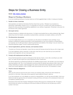 Fillable Online Steps for Closing a Business Entity Fax Email Print ...