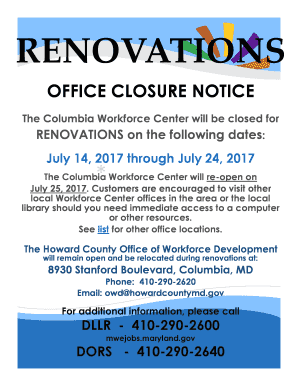 Fillable Online OFFICE CLOSURE NOTICE Fax Email Print - pdfFiller