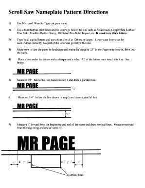 Fillable Online Scroll Saw Nameplate Pattern Directions Fax Email Print ...
