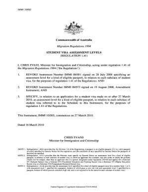 Fillable Online STUDENT VISA ASSESSMENT LEVELS Fax Email Print - pdfFiller