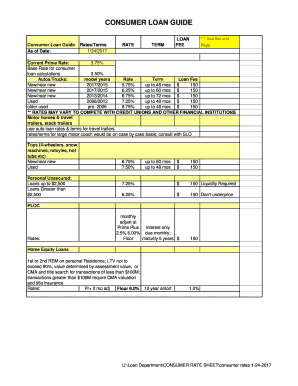 Fillable Online CONSUMER LOAN GUIDE Fax Email Print - pdfFiller
