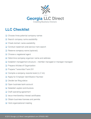 Fillable Online LLC Checklist Fax Email Print - pdfFiller