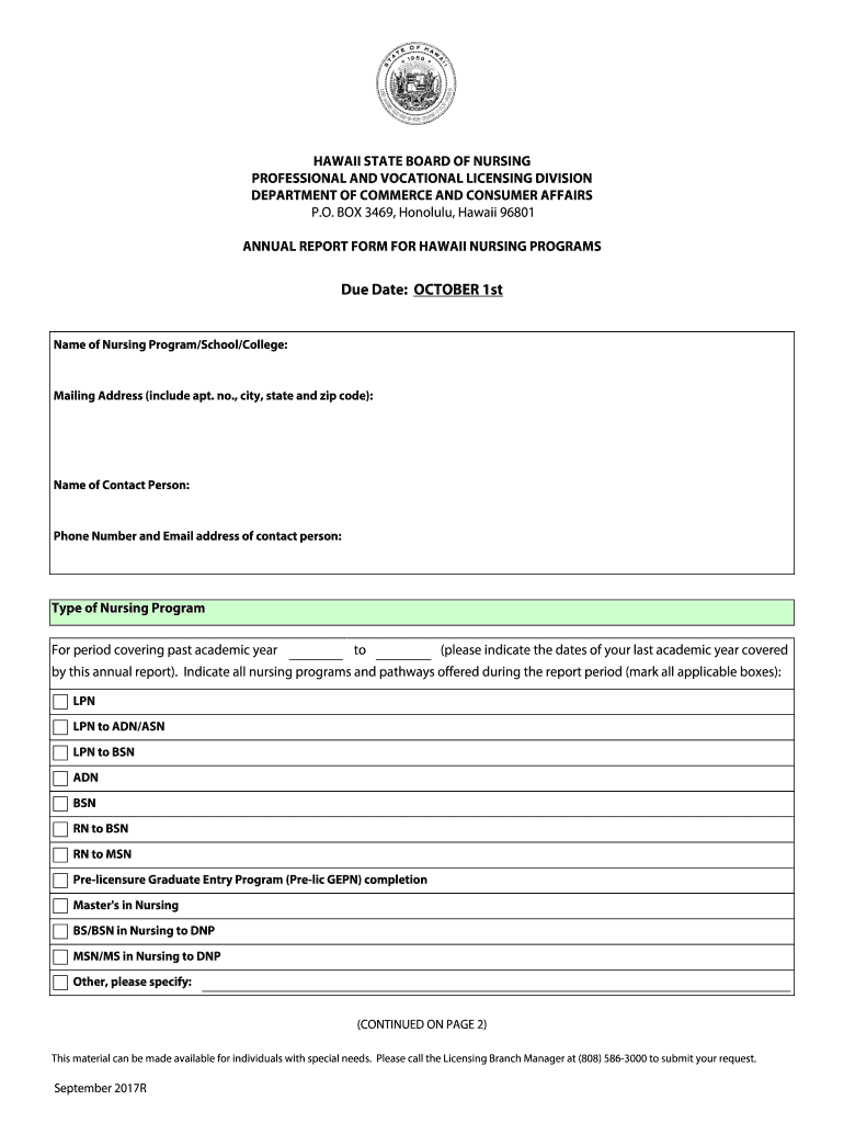 Fillable Online HAWAII STATE BOARD OF NURSING Fax Email Print - pdfFiller