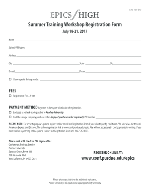 Fillable Online Summer Training Workshop Registration Form Fax Email Print - pdfFiller