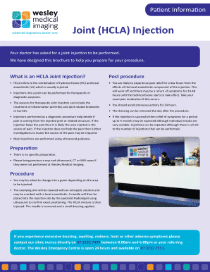 Fillable Online Joint (HCLA) Injection Fax Email Print - pdfFiller