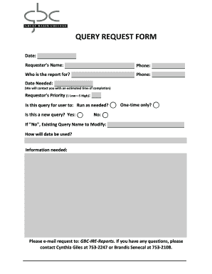 Fillable Online QUERY REQUEST FORM Fax Email Print - pdfFiller