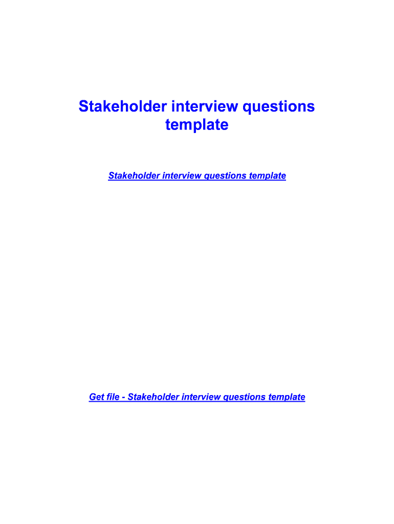 Fillable Online Stakeholder interview questions template Fax Email ...