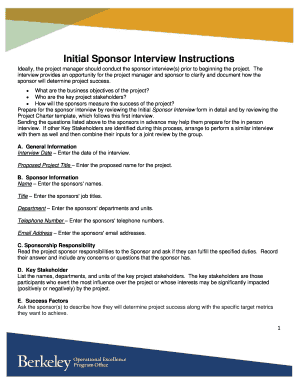 Fillable Online Initial Sponsor Interview Instructions Fax Email Print ...