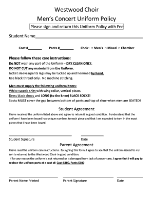 Fillable Online Mens Concert Uniform Policy Fax Email Print - pdfFiller